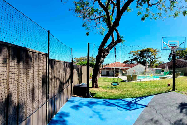 Ball Stop Barrier Nets with 2 Support Posts - 100mm sq (Multiple Sizes ...